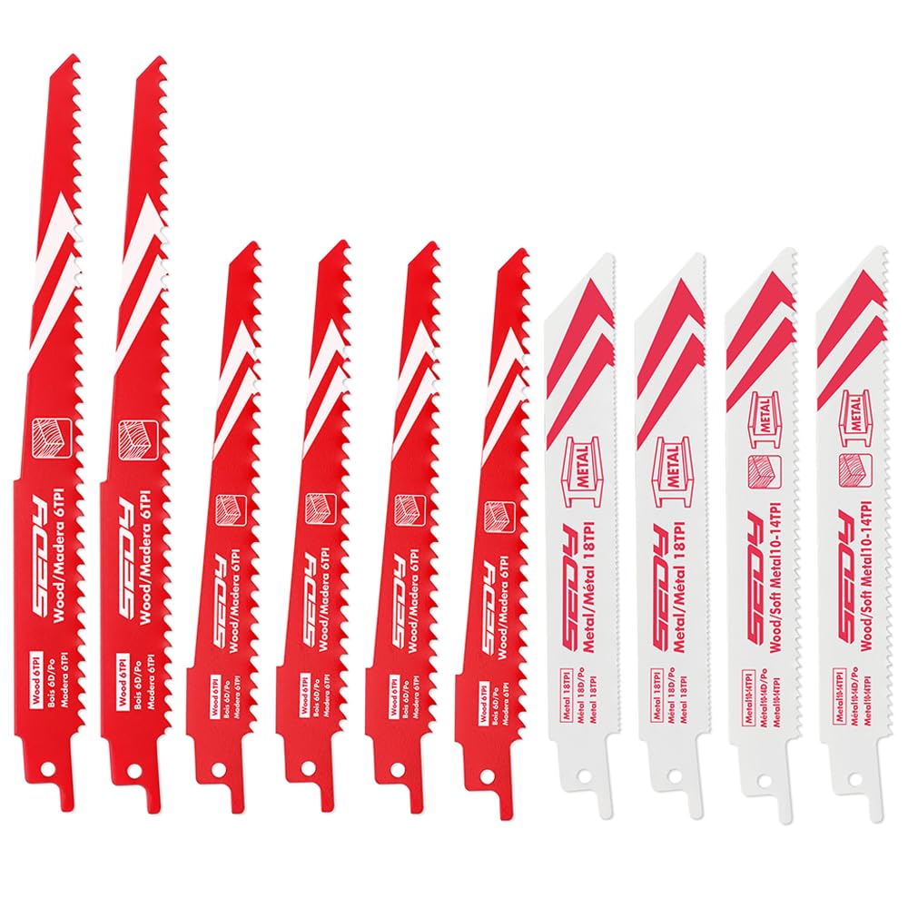 10-Piece Ultimate Reciprocating Saw Blade Set, Premium 6 & 8 Inch Wood ...