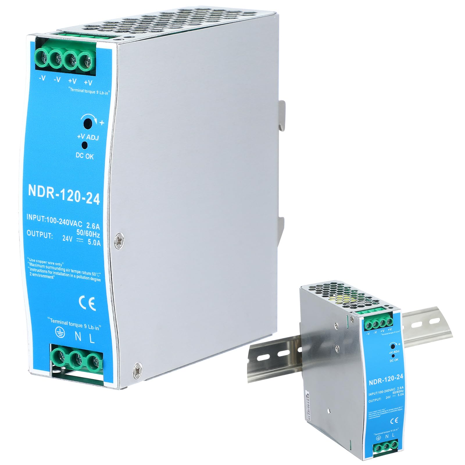 Buy 24Vdc DIN Rail Power Supply NDR 120W Dual Output (Input: 100-240VAC ...