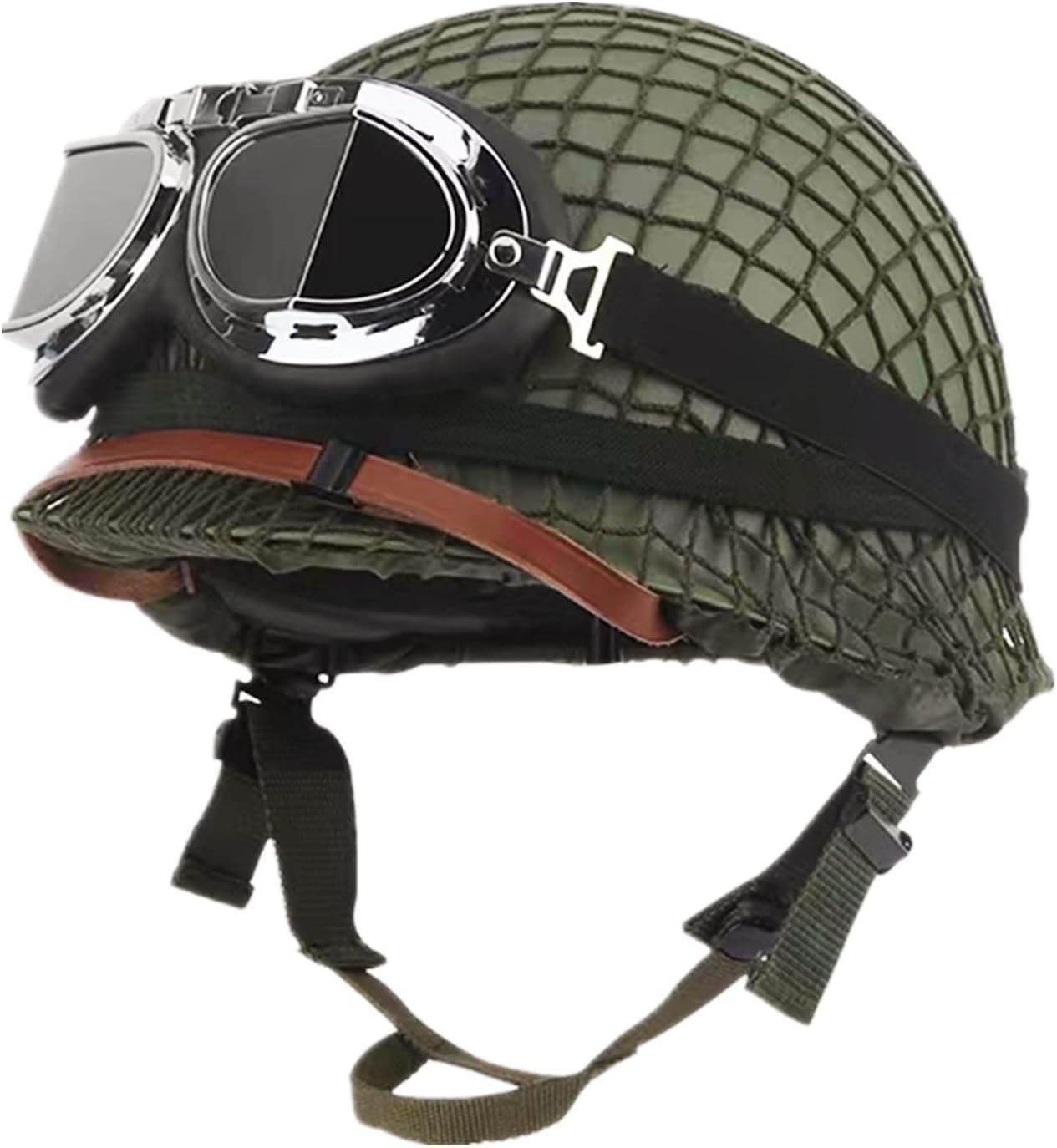 Amazon.com : Airsoft Outdoor WW2 US M1 Helmet with Goggles Steel Field ...