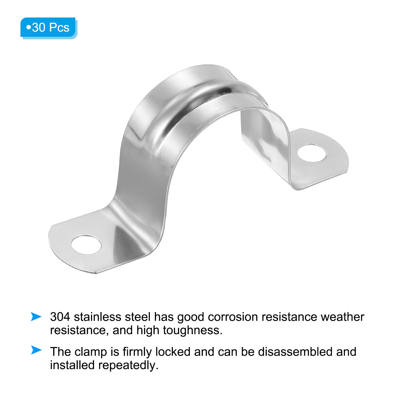 PATIKIL 1.57 inch/40mm Rigid Pipe Strap Clamp, 30 Pcs 304 Stainless ...