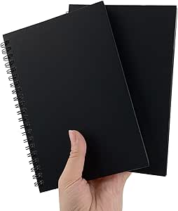 Amazon.com: DSTELIN Black Sketch Coil Notebooks, 2-Pack, 120 Pages (60 ...