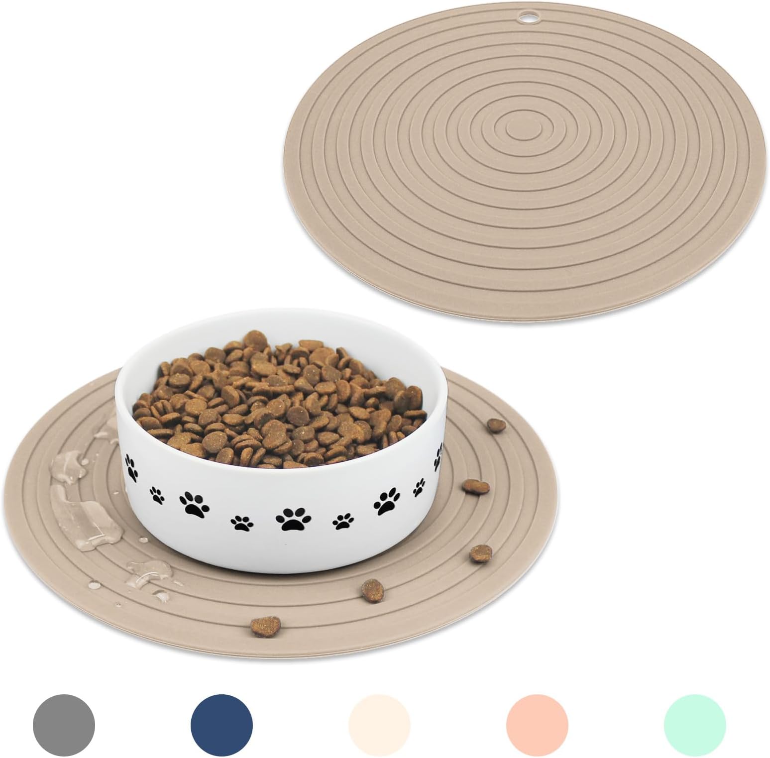 Amazon.com : Ptlom 2 Pack Dog Food Mat Anti-Slip Dog Bowl Mats for Food ...