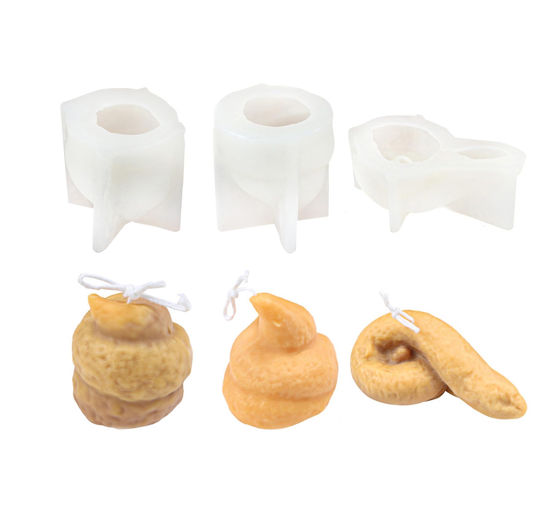 Amazon.com: Xidmold 3Pcs Poop Candle Soap Molds, Poop Shit Silicone ...
