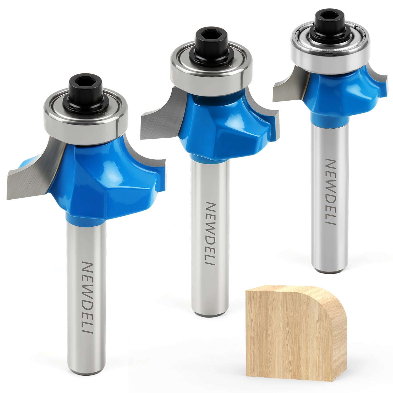 Snapklik.com : 3Pcs Roundover Router Bit Set 1/4 Inch Shank, Carbide ...