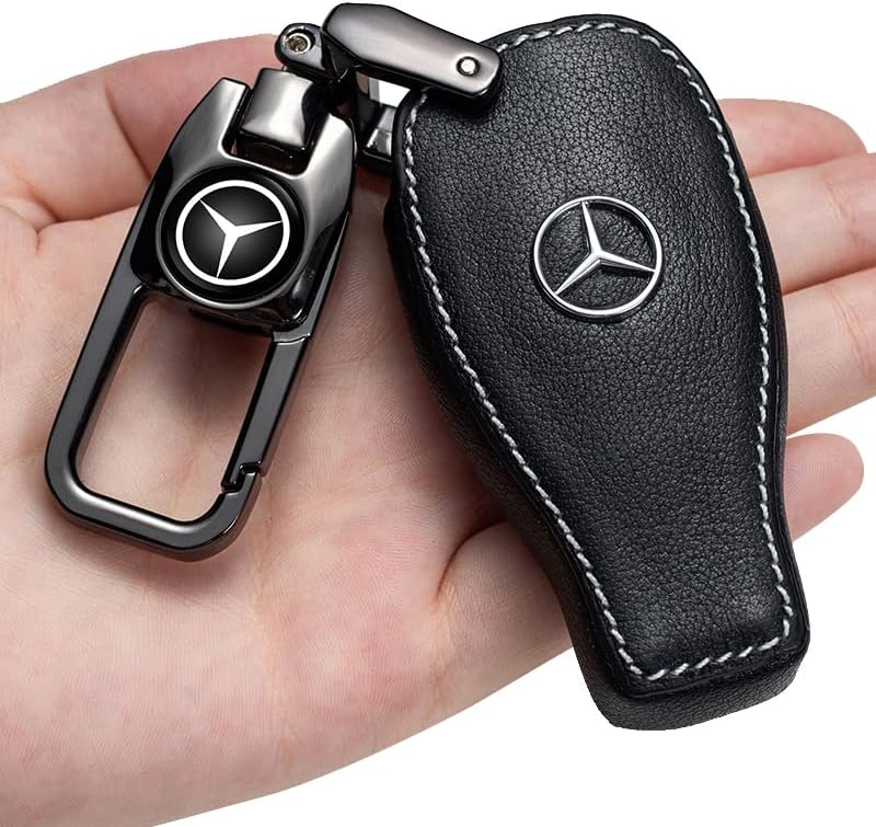 Amazon.com: Tukellen for Mercedes Benz Key fob Cover Genuine Leather ...