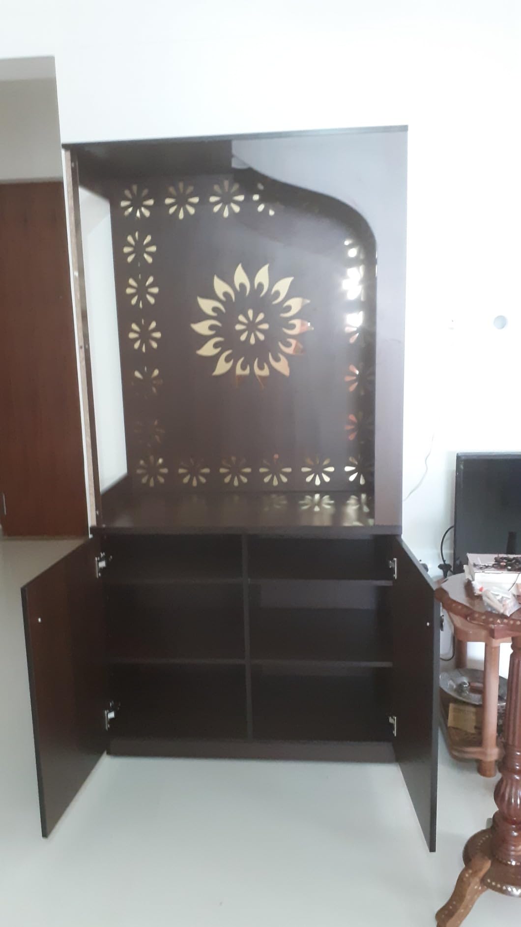 Home Centre Soul Brown Patterned Engineered Wood Prayer Unit with ...