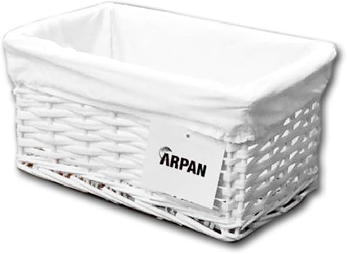 Arpan Small White Wicker Gift Hamper Storage Basket with White Cloth ...
