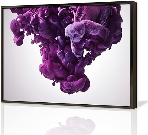 Amazon.com: Canvas Wall Art Purple Paint Splash Black Framed Canvas Print Artwork Abstract ...