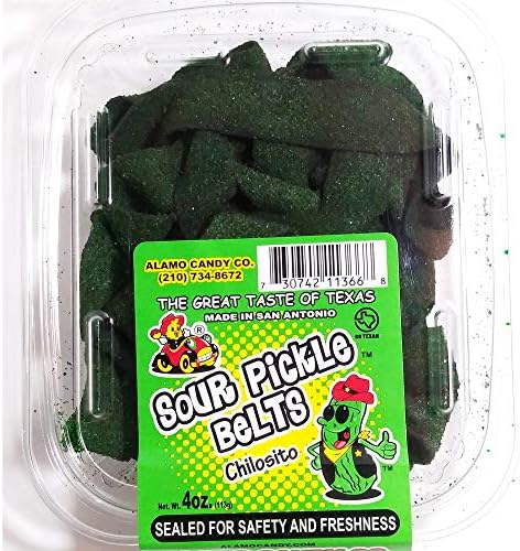 Amazon.com : Alamo Candy Sour Pickle Belts Chilosito, 1 Count (Sour ...
