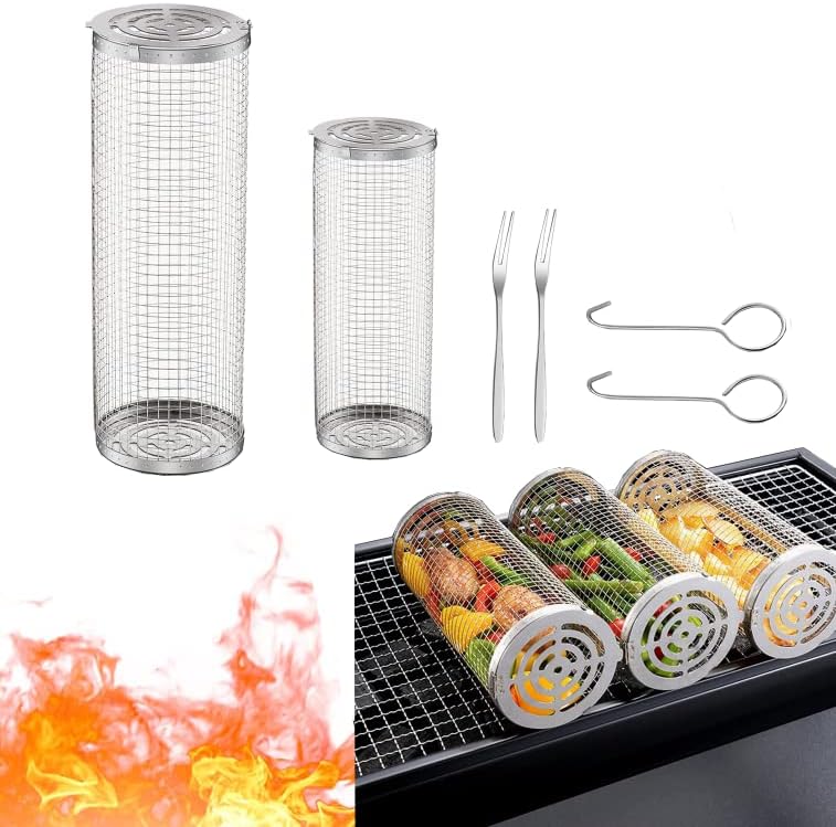 Amazon.com: BBQ Grill Basket Stainless Steel,Barbecue Net Tube,High ...