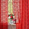 Amazon.com: Red Sheer Curtains 63 Inch Length 2 panels Set, Lace ...
