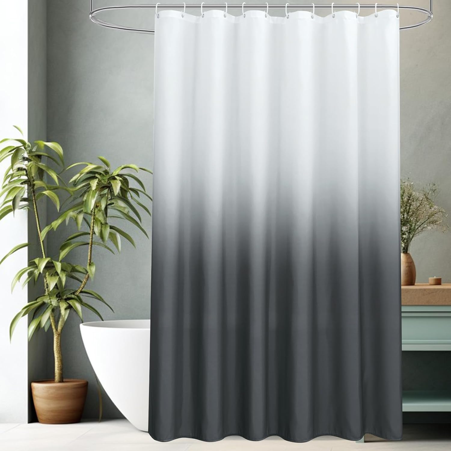 Amazon.com: AooHome Fabric Shower Curtains, Cloth Ombre Grey Shower ...