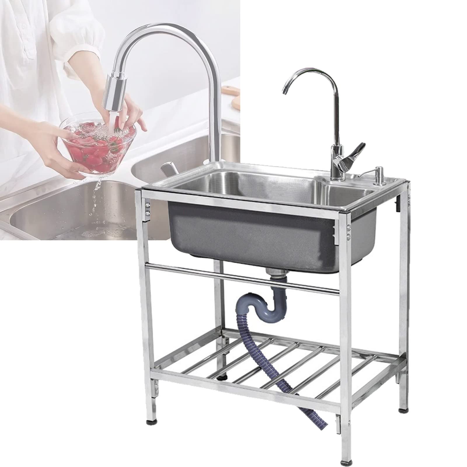 Kitchen Sink Free Standing 304 Stainless Steel Utility Sinks Outdoor ...