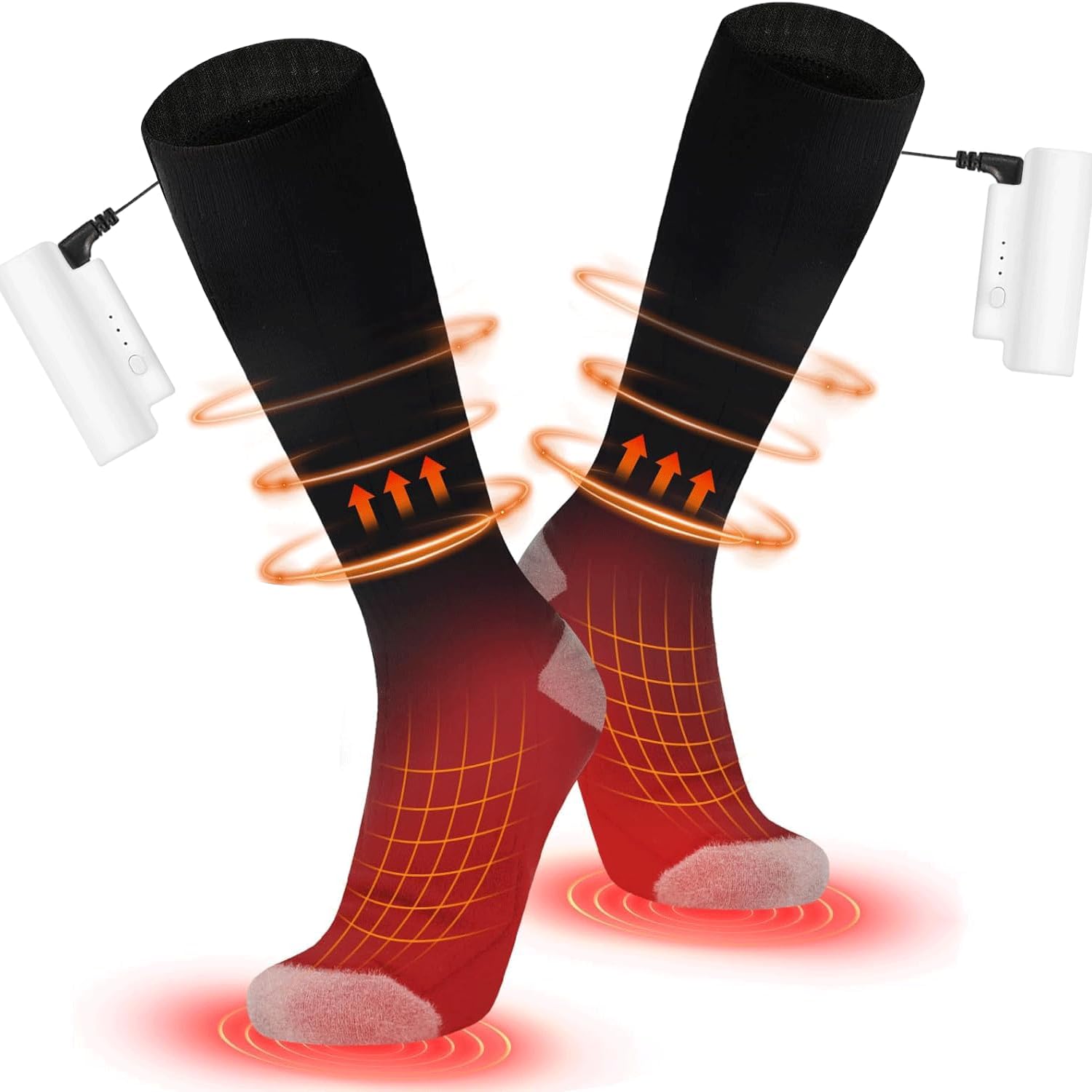 Chaussettes Chauffantes pour Hommes et Femmes, Rechargeables 2200mAh ...