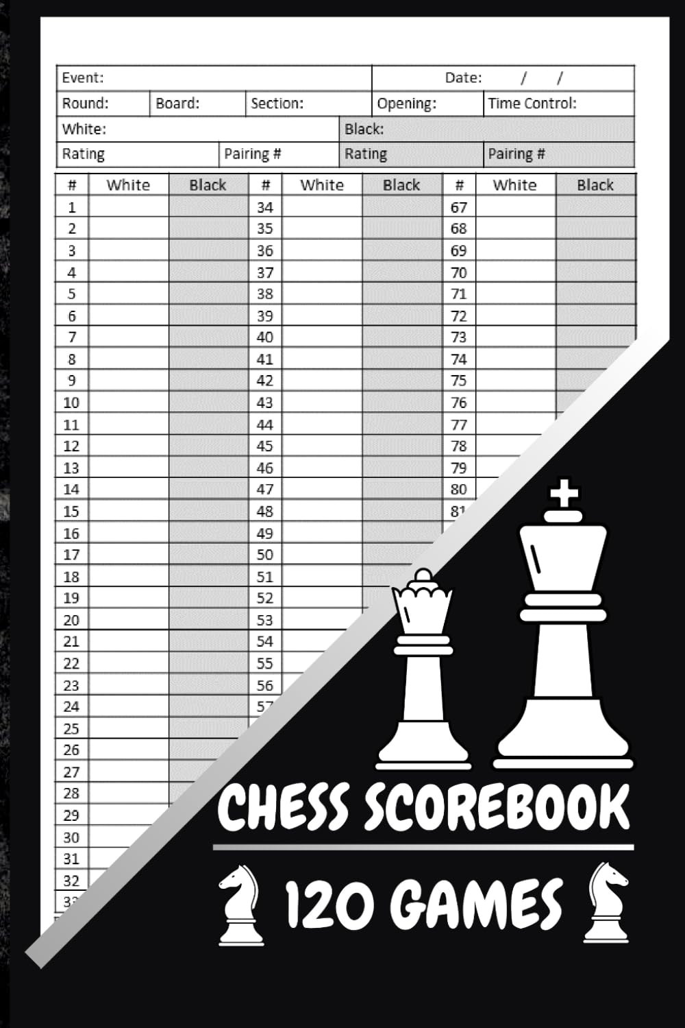 Chess Scorebook: 120 Games Sheets | Chess Notation Book | Chess Game ...