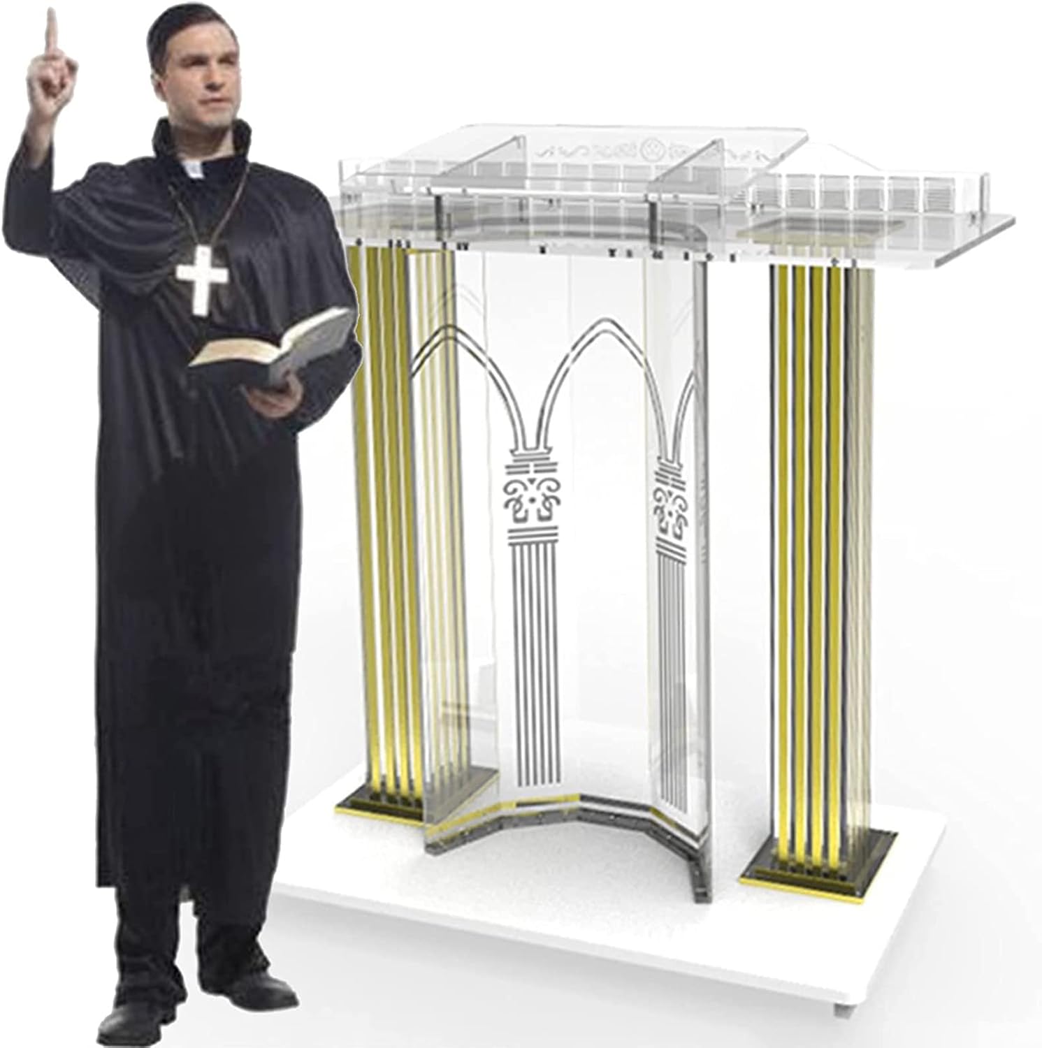 Amazon.com: Podium Podium Acrylic Lectern Pulpit Church Podium, Golden ...
