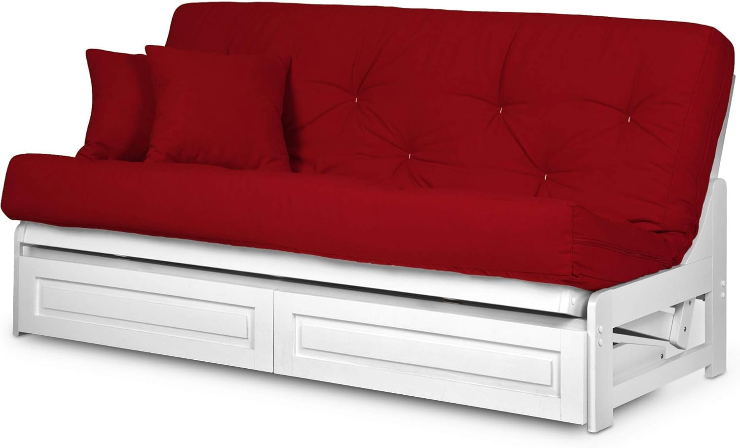 Amazon.com: Nirvana Futons Arden White Futon with Storage Drawers Full ...