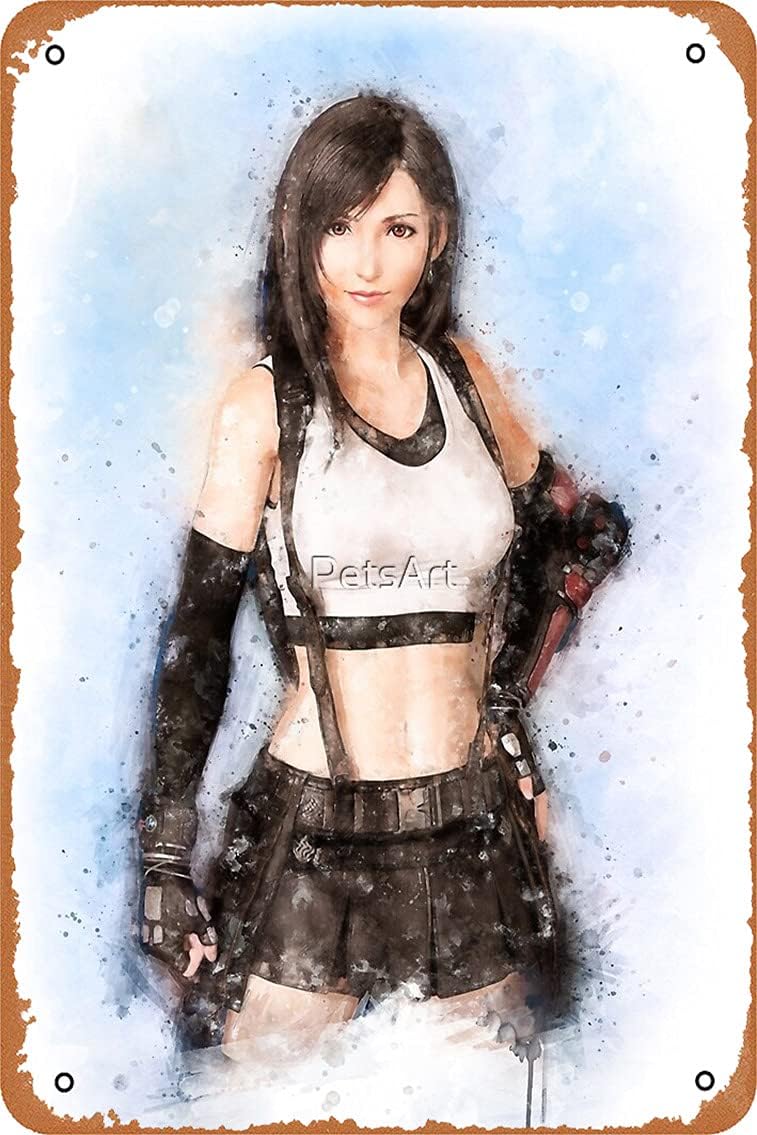 Amazon.com: muecddoa Wall Decor Sign - Tifa Lockhart Ff VII Watercolor ...