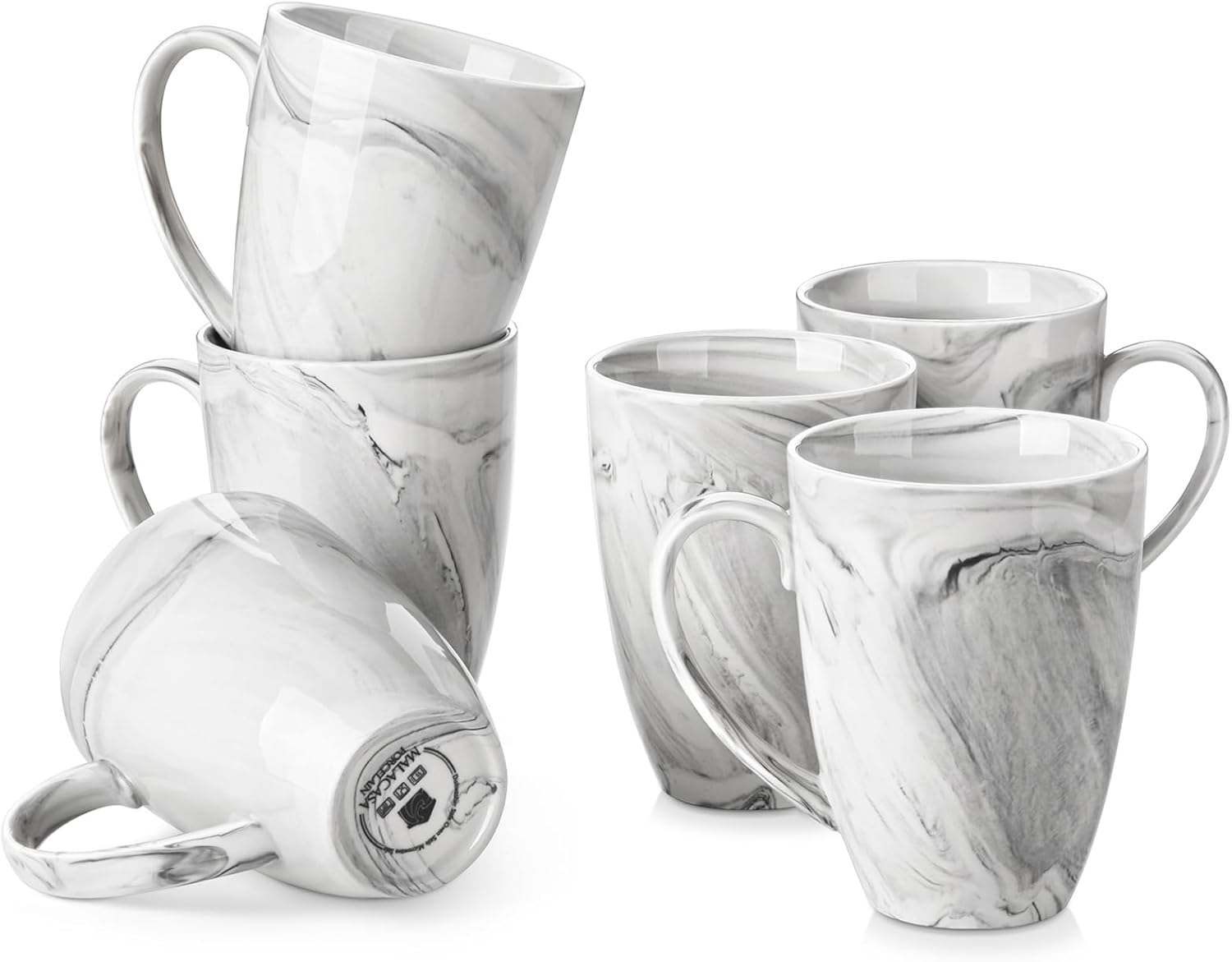 Amazon.com: MALACASA Coffee Mugs Set of 6, 18 oz Large Porcelain Mugs ...