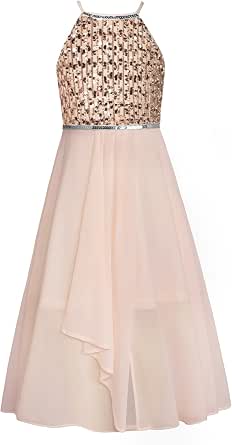 GRACE KARIN Flower Girls Chiffon Dresses A-Line Halter Junior ...