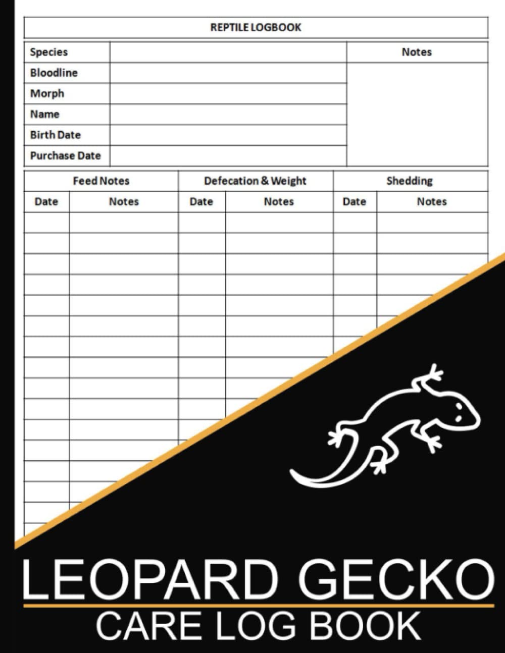 Leopard Gecko Care Log Book: Care Routine Logbook for Pet Leopard Gecko ...