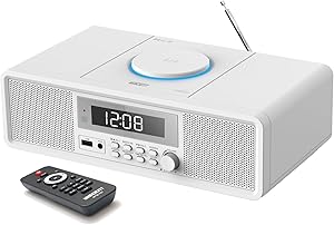 WISCENT Home Stereo System Clock Radio CD Player, Premium 20W RMS Sound ...