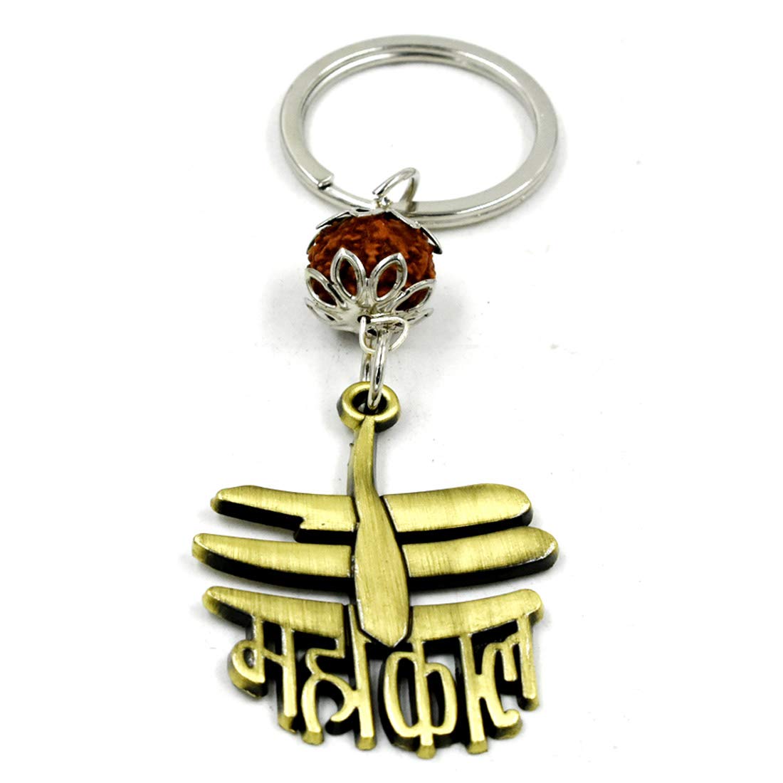 AFH Mahakal with Rudraksha Bronze Decorative Religious Key Chain for ...