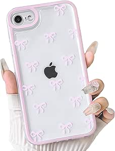 Amazon.com: NITITOP Compatible for iPhone SE 2020 / SE 2022/7 / 8 Case Cute Clear Ribbon Bowknot ...