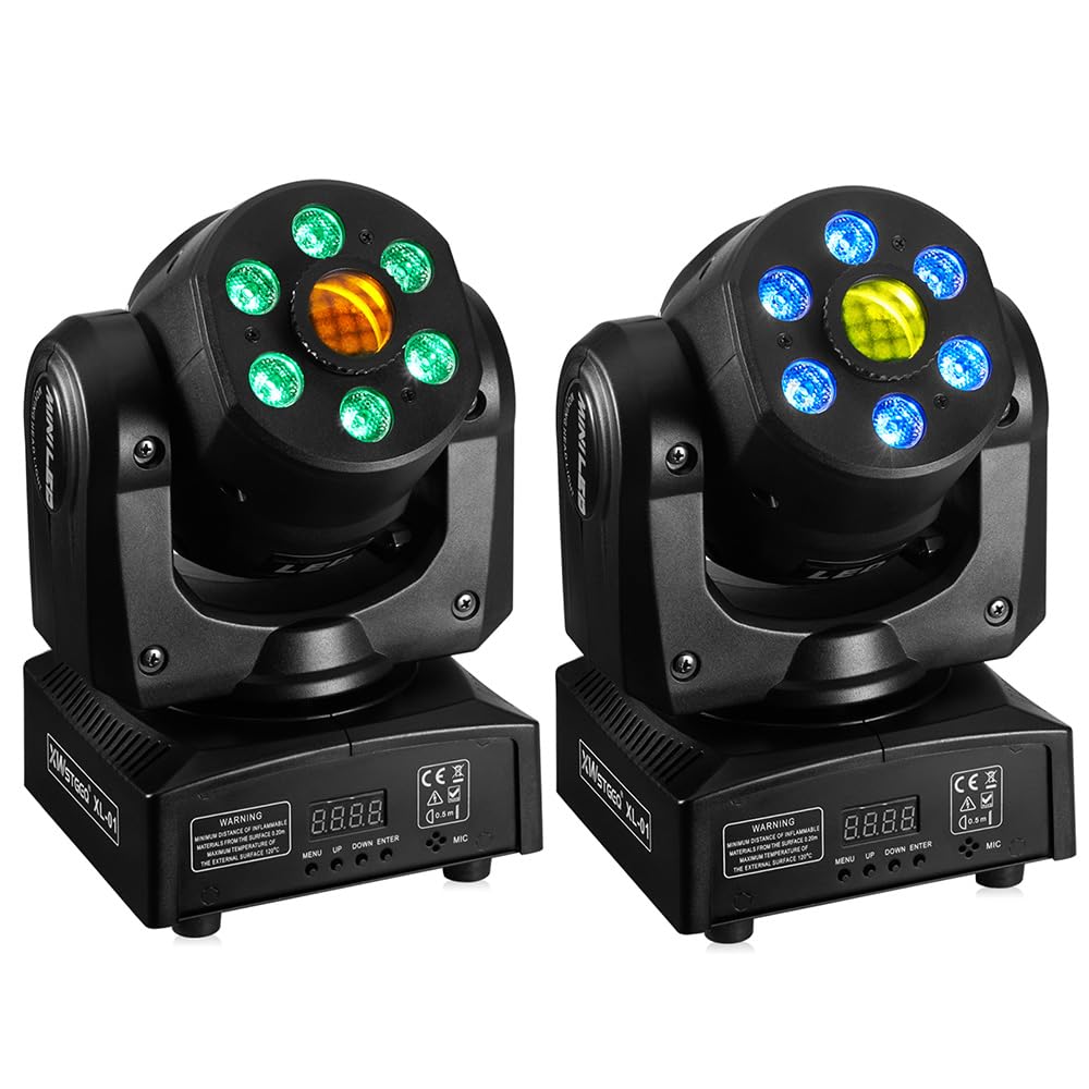 Moving Head Light, 2 Packs of 120W DJ Stage Spot Lights with 6 LED ...
