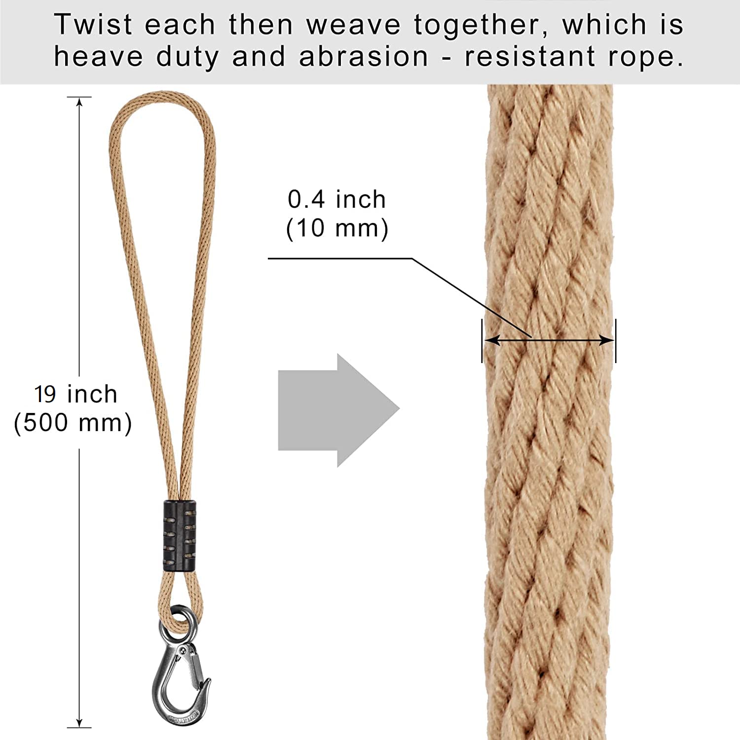 Snapklik.com : Tree Swing Rope, 19 Inch, Hammock Tree Swing Hanging ...