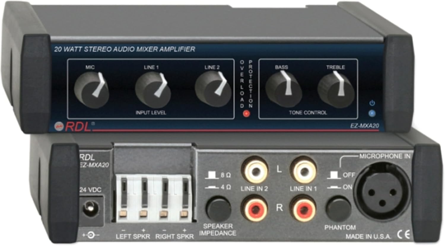 Amazon.com: RDL EZ-MXA20 20 Watt Stereo Audio Mixer Amplifier with EQ ...