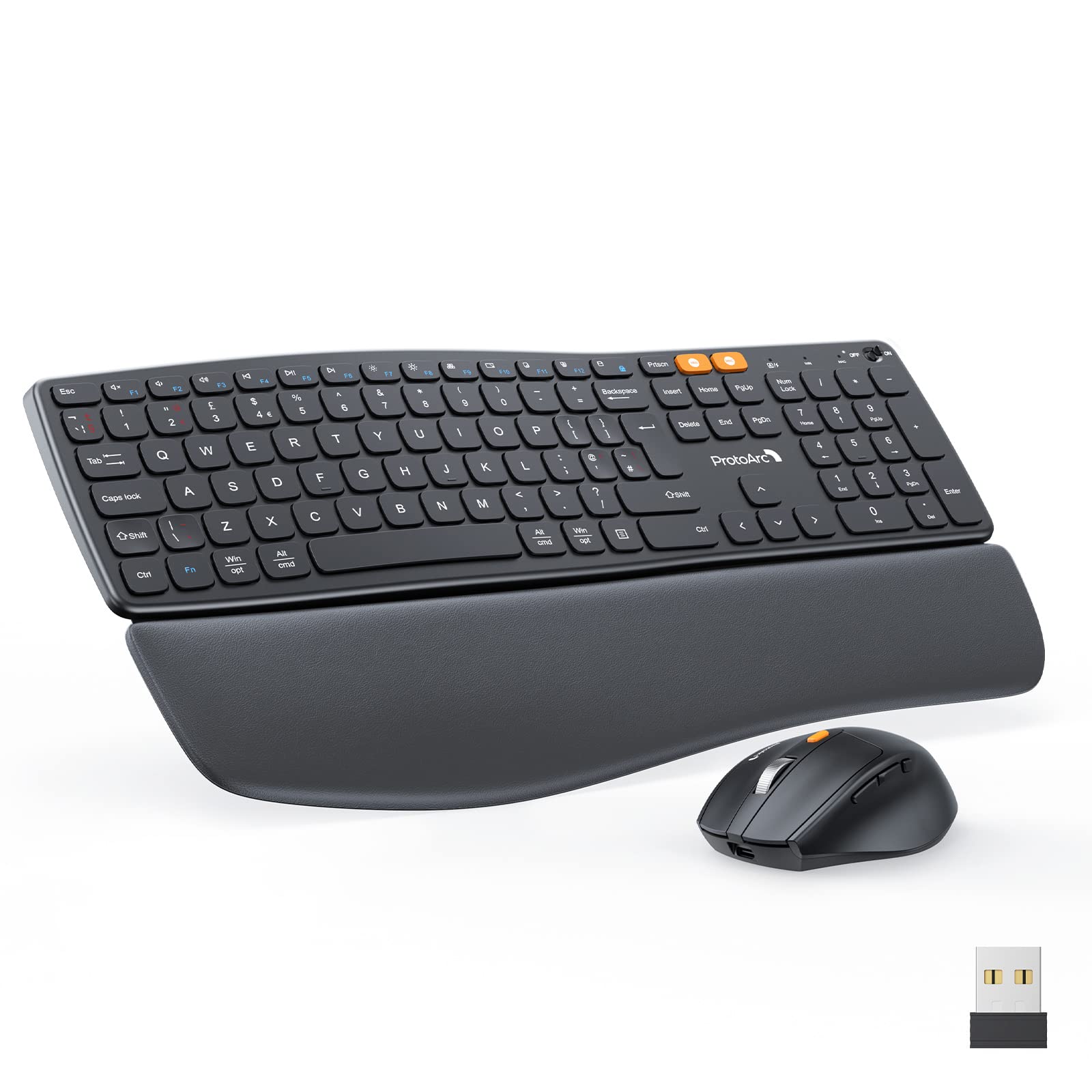 Buy Wireless Keyboard and Mouse, ProtoArc EKM02 2.4G Rechargeable Ultra ...