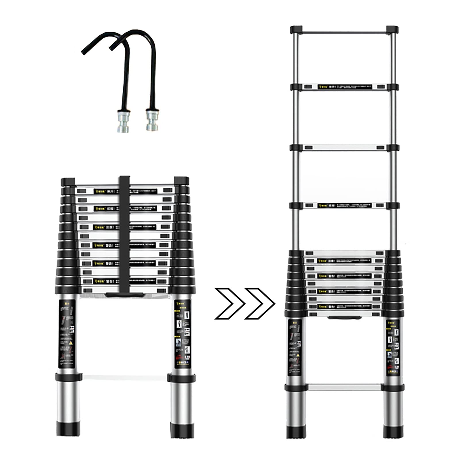Telescoping Ladder 8M/26FT Telescoping Ladders with Hook, Non-Slip ...