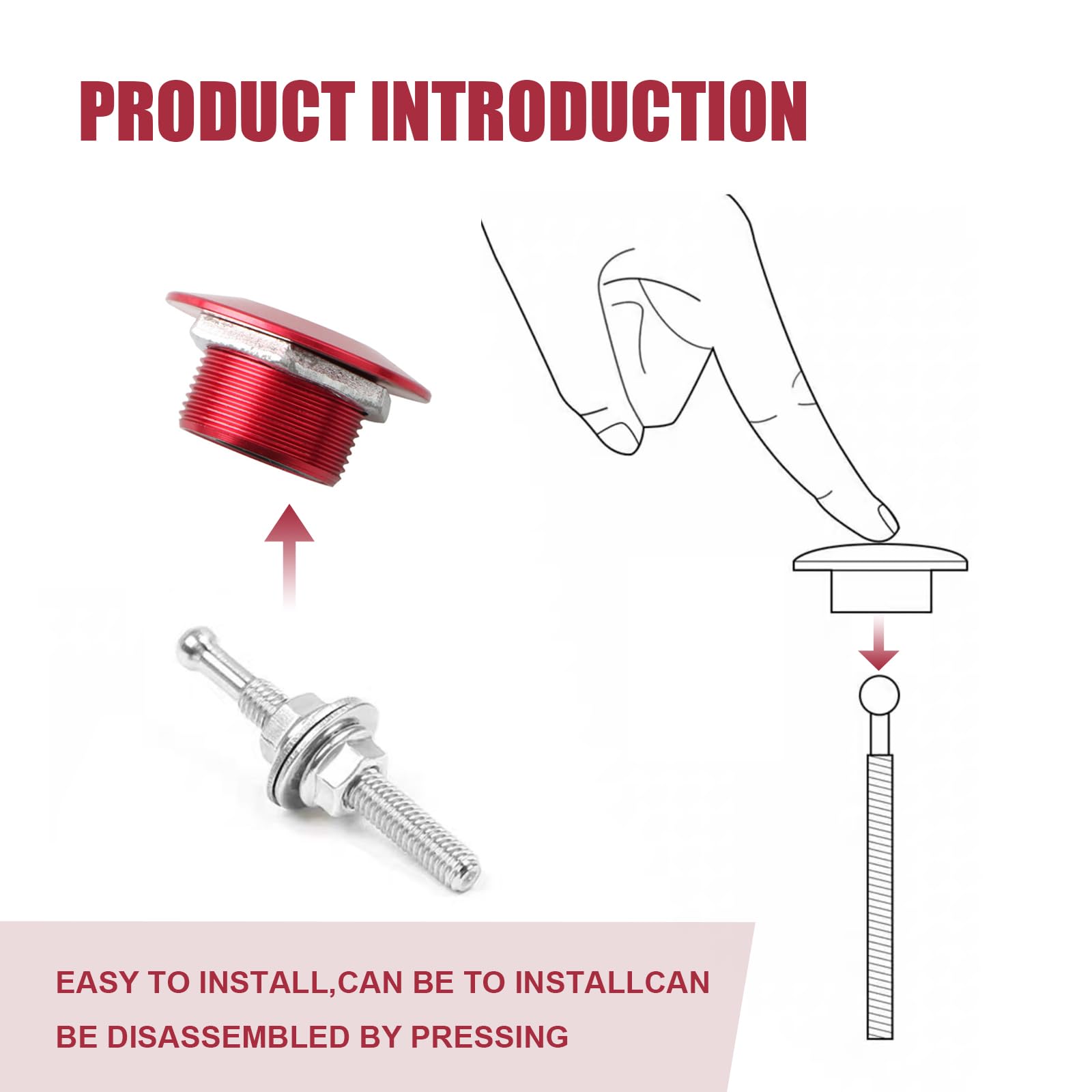 Snapklik.com : ZKFAR Pack-4 Car Hood Pins, Bumper Lock Clip, 1.18" Push ...