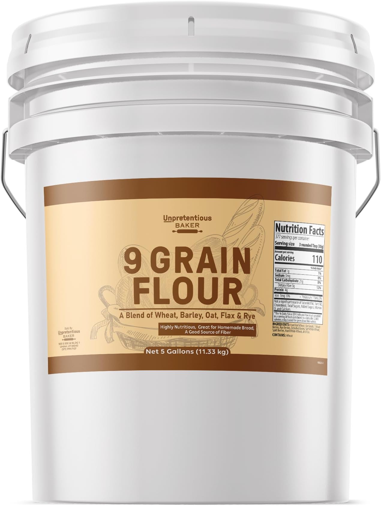 Amazon.com : Unpretentious 9 Grain Flour (5 Gallon) : Grocery & Gourmet ...