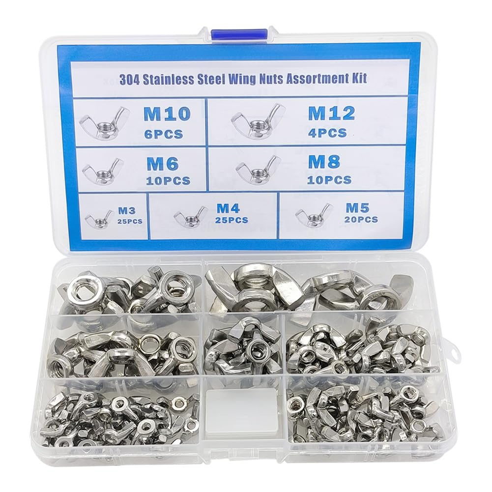 Snapklik.com : 100PCS Wing Nuts Assorted Kit M3 M4 M5 M6 M8 M10 M12 ...