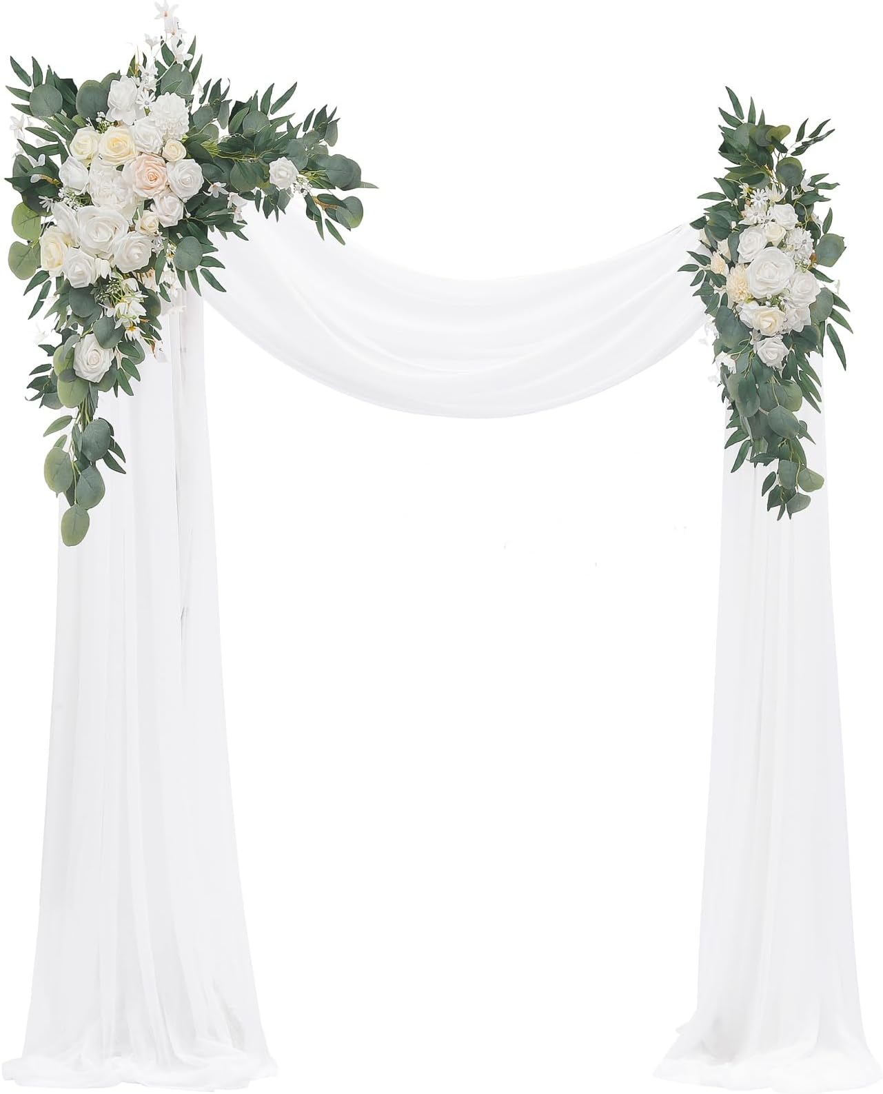 Amazon.com: Wedding Arch Flowers Kit with White Draping Fabric(Pack of ...