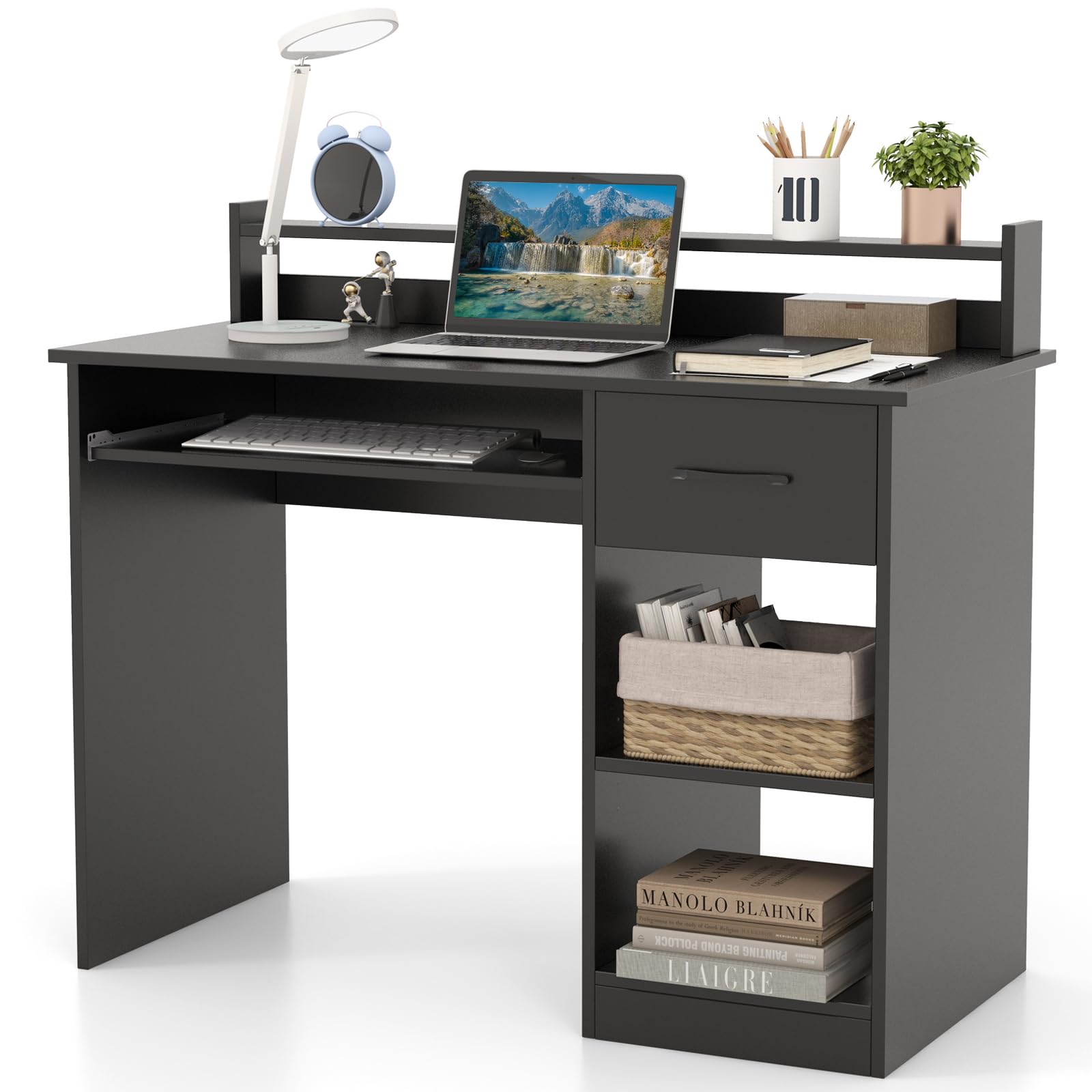 Amazon.com: HAPPYGRILL Computer Desk with Monitor Stand, Home PC Office ...