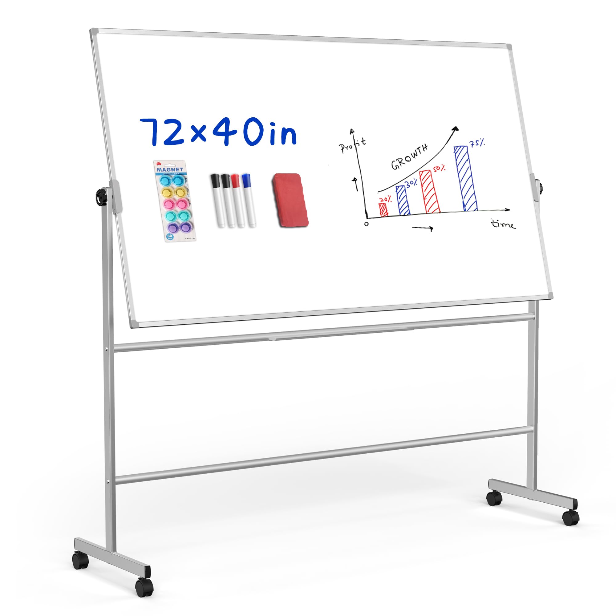 Amazon.com : Double-Sided Rolling Whiteboard/w Height Adjustable ...