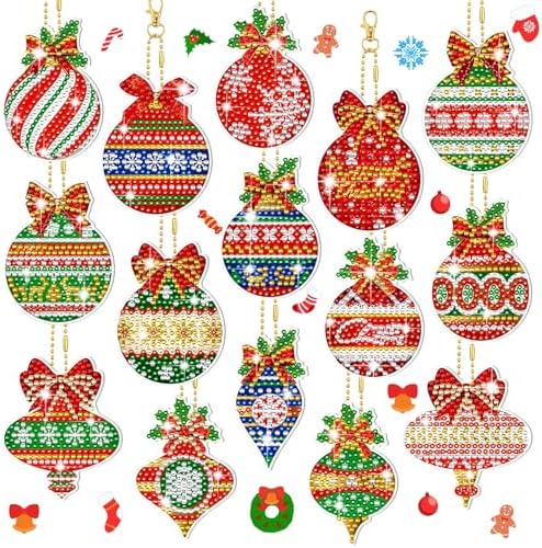 Amazon.com: Ecation 24 Pcs Double Sided Christmas Ball Diamond Painting ...