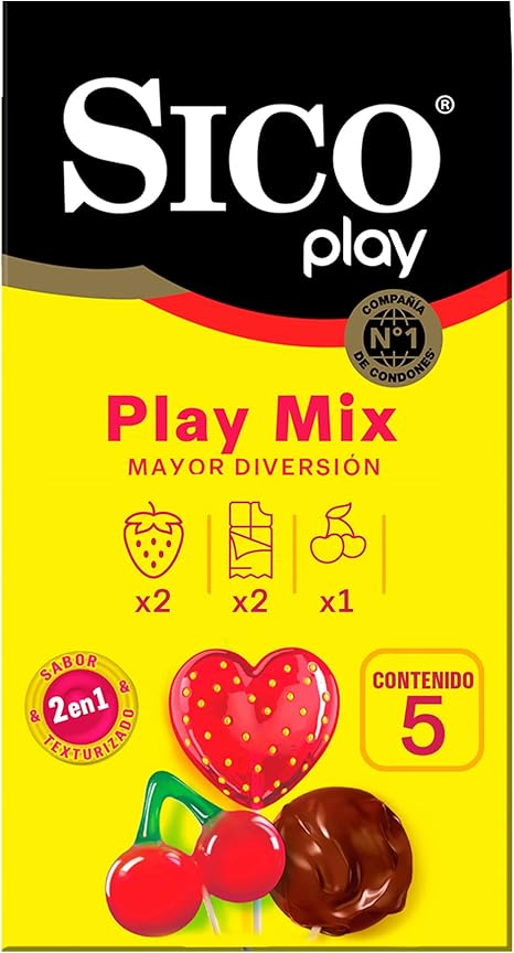 Sico Play Mix, Condón de látex texturizado y de sabores mixtos 5 pzas : Amazon.com.mx: Salud y ...
