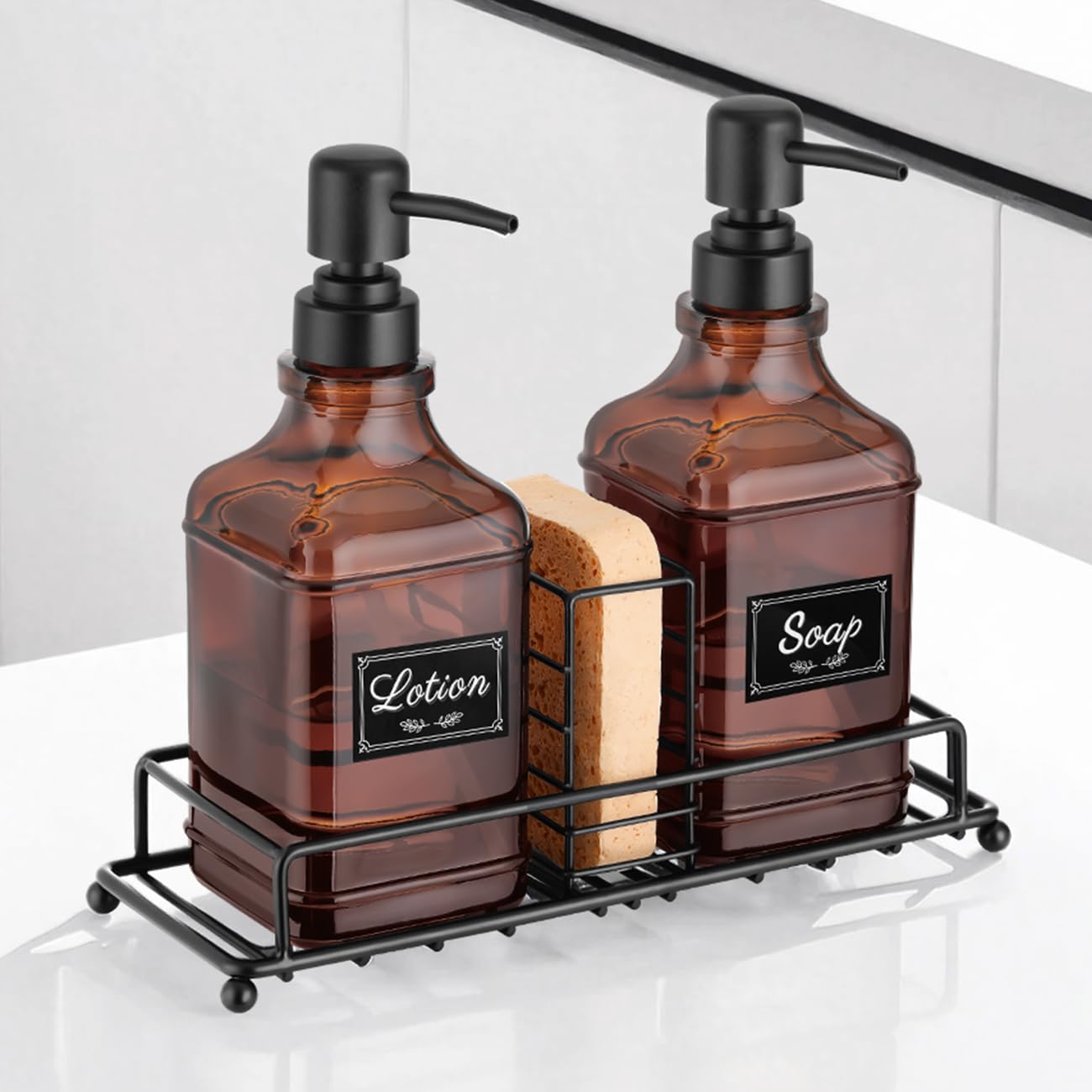 Amazon.com: Hand and Dish Soap Dispenser Set, Kitchen Soap Dispenser ...