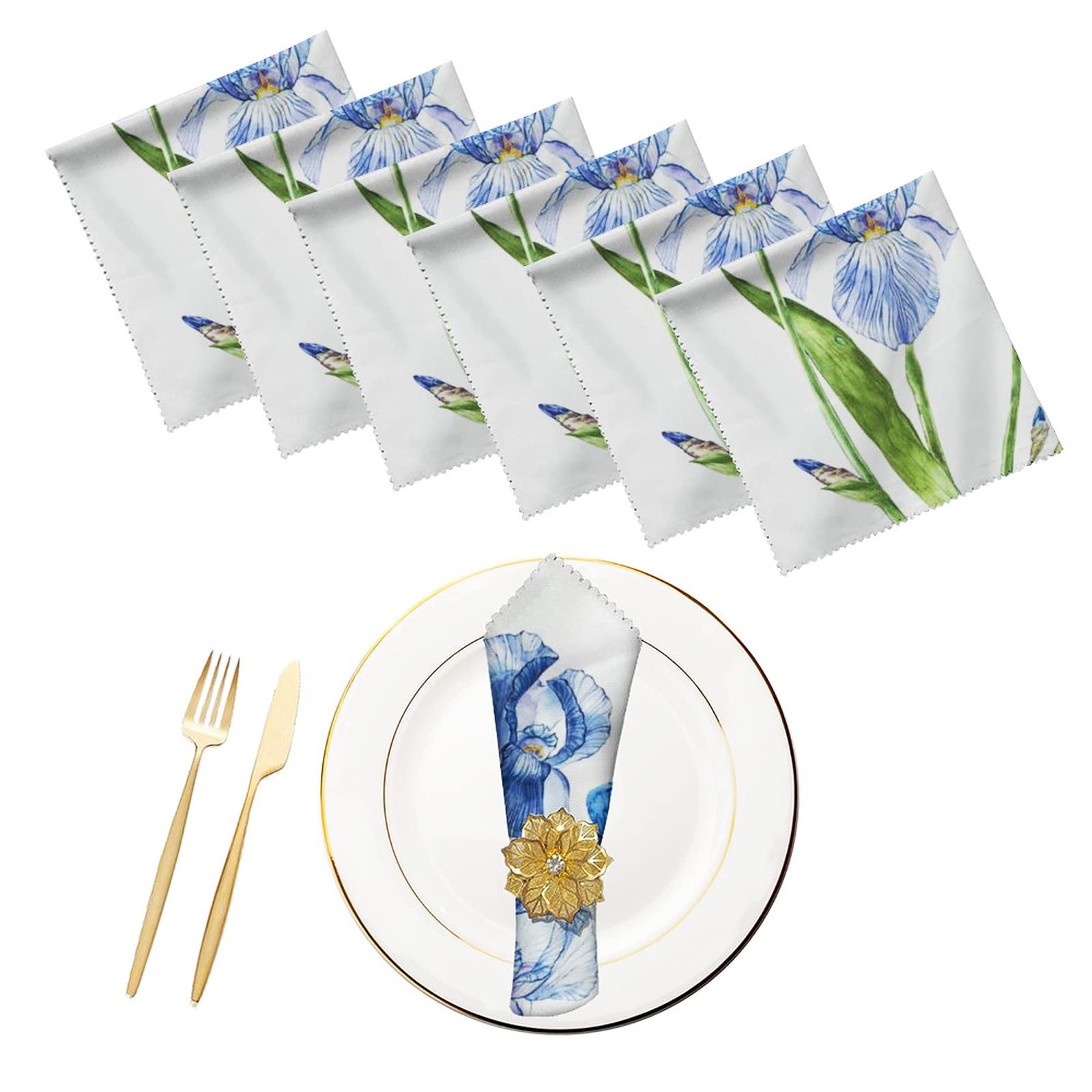 Blue Floral Cloth Table Napkins Set of 6 20x20 Inch Spring Flower ...