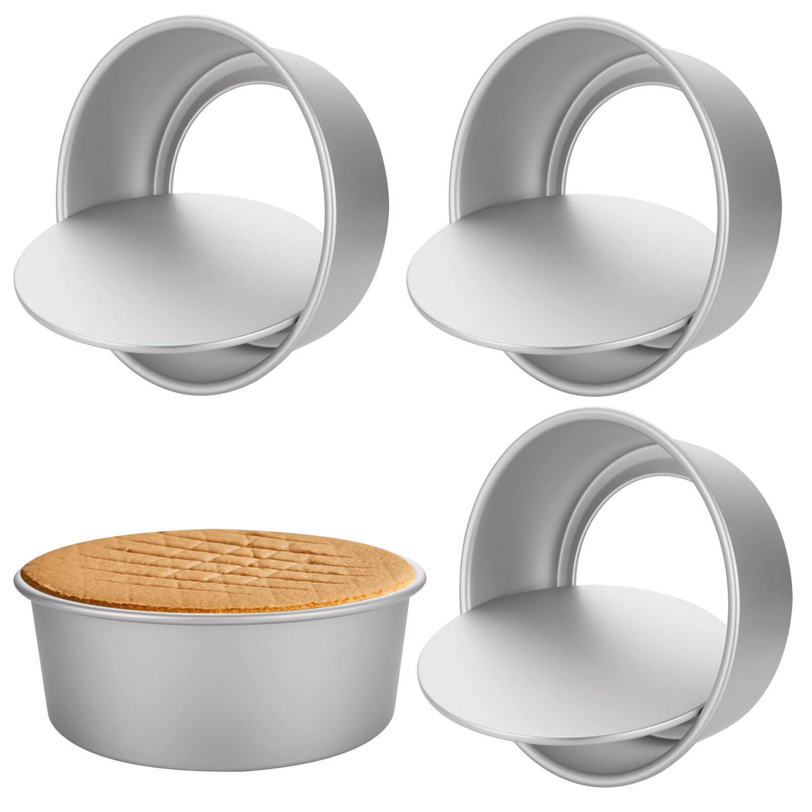 YOUNTHYE 8 inch Cake Tins for Baking Round Loose Bottom Cake Tin, Set ...