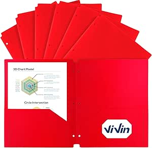Amazon.com : ViVin Folders with Pockets 3 Hole Punched, Plastic 3 Ring Folders with Pockets, 12 ...