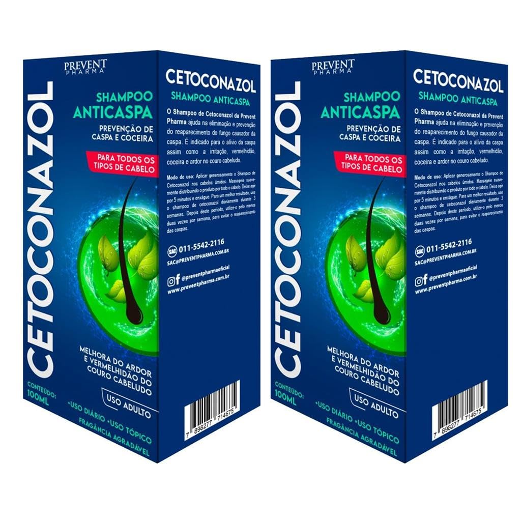 Kit 2 Shampoo Cetoconazol Prevenção Anticaspa Coceira Vermelhidão 100ml ...