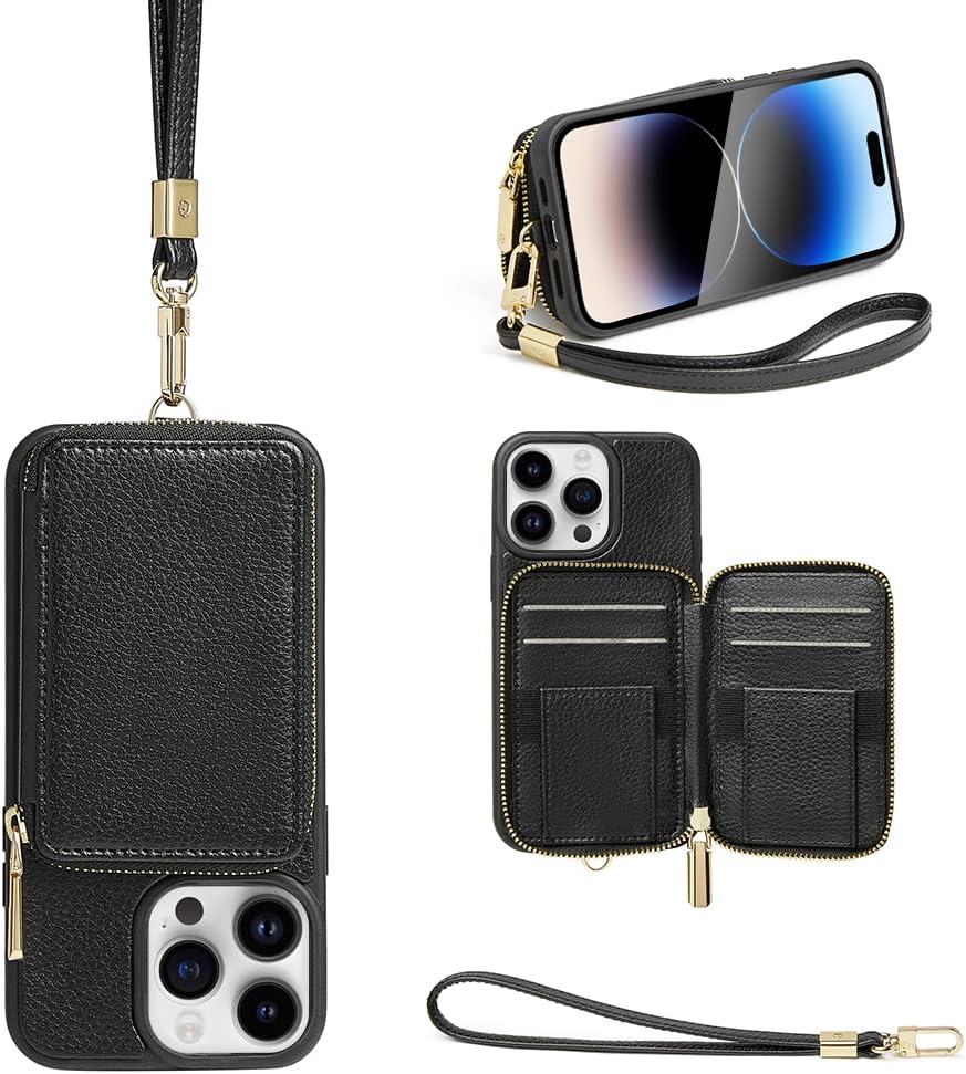 Amazon.com: ZVE for iPhone 14 Pro Max Wallet Case, Phone Case with RFID Blocking Card Holder ...