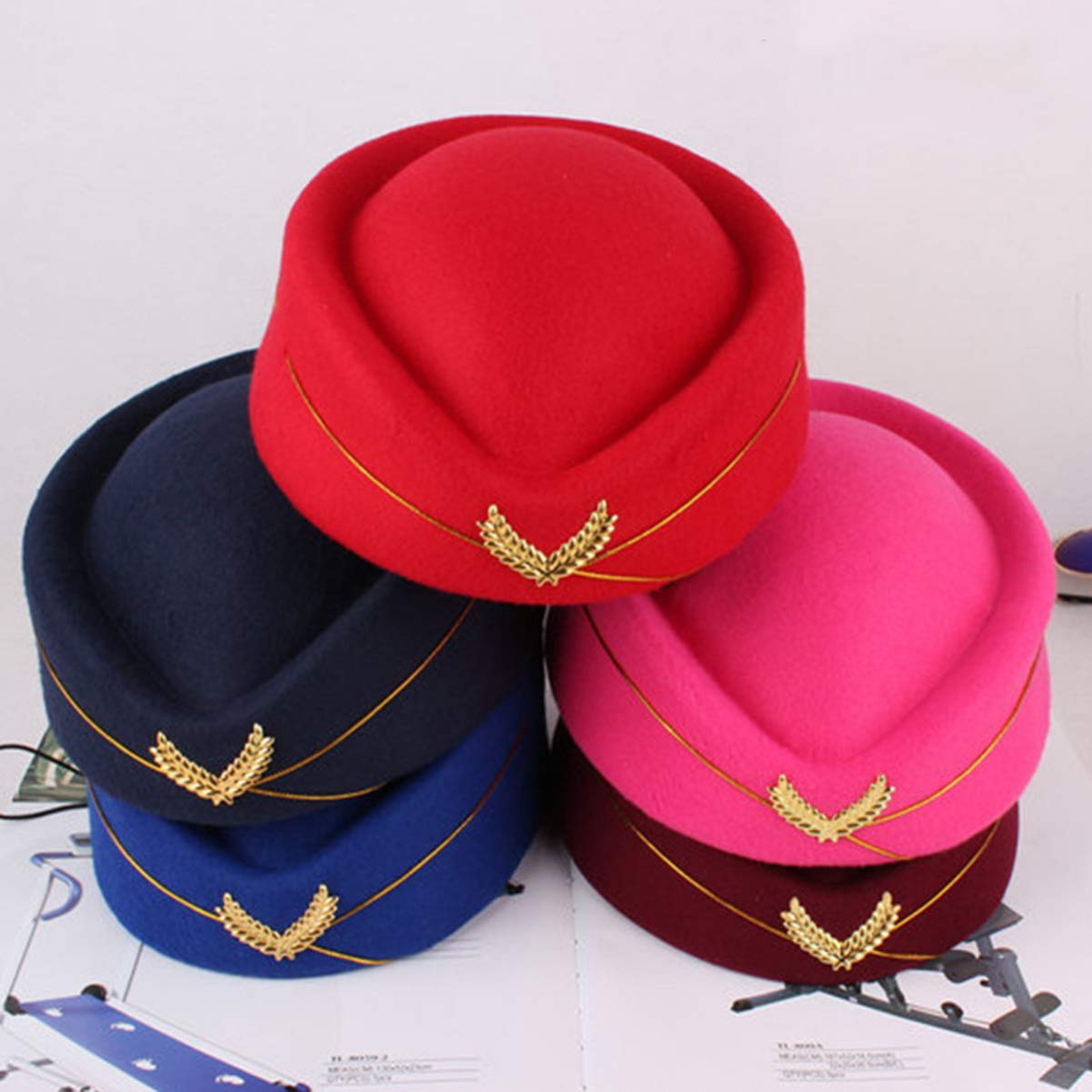 Buy SOIMISS Stewardess Hat Air Hostess Hat Grain Embroidery Label Cap ...