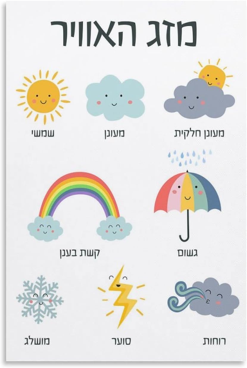 Amazon.com: Hebrew Poster - Weather Chart, Homeschool Resources ...