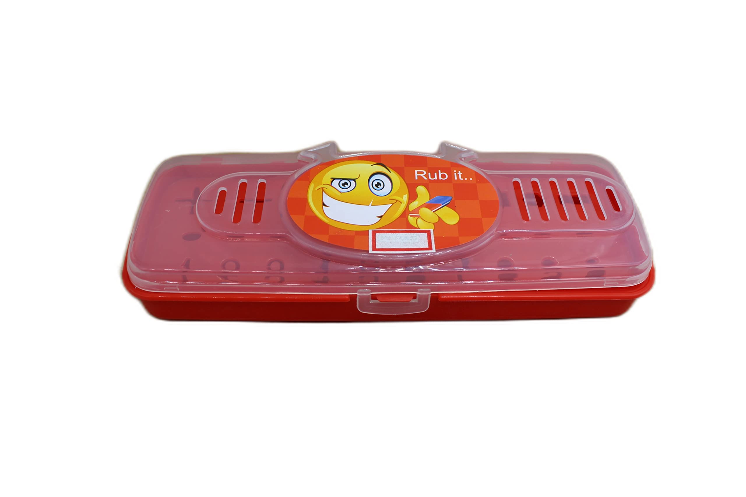 Neoinsta Very Beautiful Rub It Smiley Plastic Pencil Box Red Colour for ...